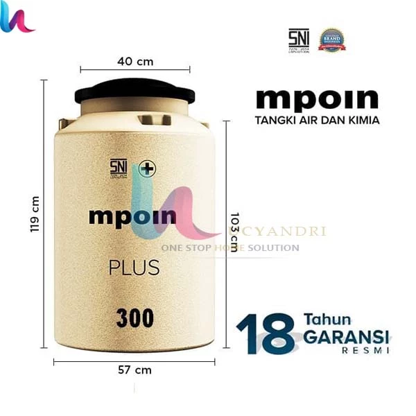 Tangki Air MPOIN PLUS 300 Tall Toren Tandon 300 Liter | Lucyandri Home ...