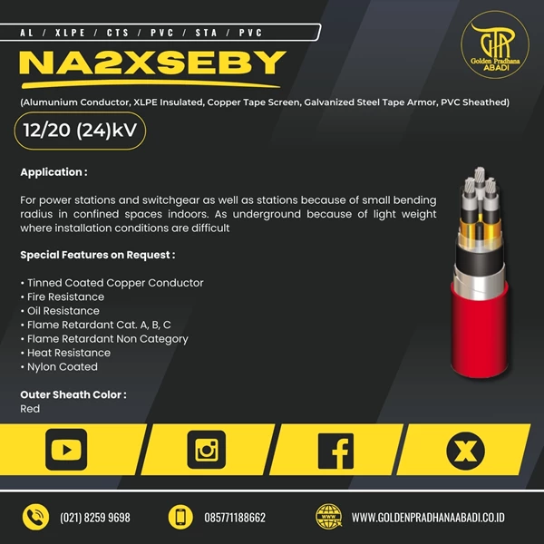 Kabel Tegangan Tinggi NA2XSEBY 3x240 mm2 12/20 (24)kV Kabelmetal (KMI ...