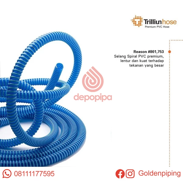 Selang Spiral Pvc Trilliun Biru - Premium | Golden Piping Indonesia