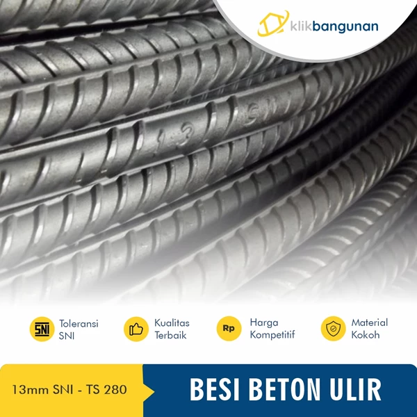 Besi Beton Ulir 13mm Sertifikat SNI - TS 280 | Klikbangunan