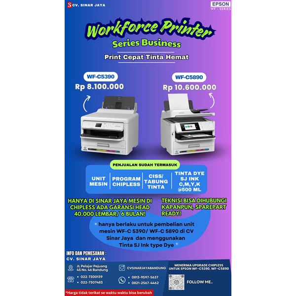 PRINTER INKJET EPSON WF-C5890 CHIPLESS | Sinar Jaya Bandung